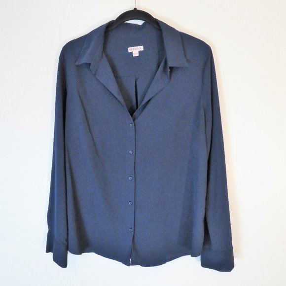 Merona | Tops | Merona Size Xl Navy Blue Buttonup Sheer Shirt | Poshmark